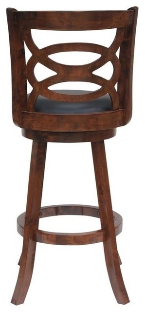 Boraam Wood Siena Bar Height Swivel Bar Stool in Walnut Finish ...
