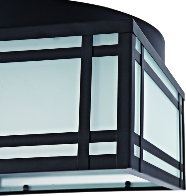 Yorkshire 2-Light Mission-Style Outdoor Flush Mount with Frosted Glass ...