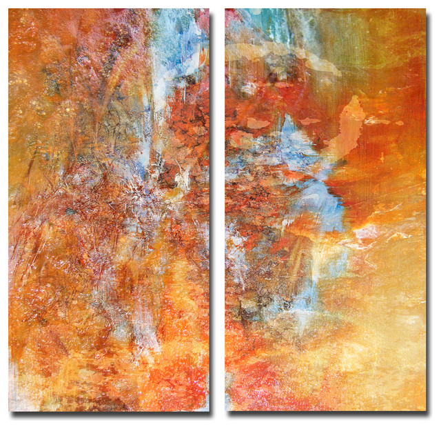 Abstract 2-Piece Canvas Wall Art, 40" Hx40" W - Contemporary - Prints ...