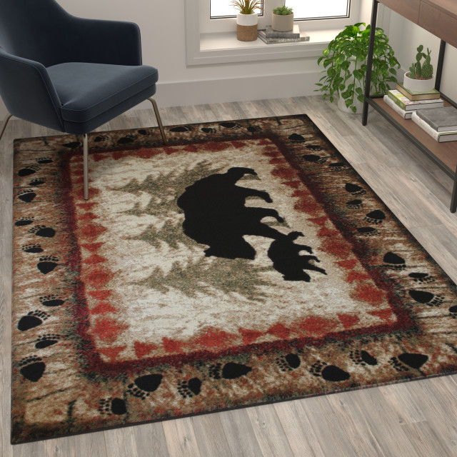 Athens Collection Rectangle 5' x 7' Rustic Lodge Area Rug - Rustic ...