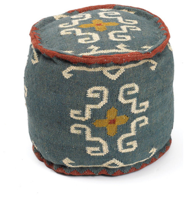 Tribal Pouf, 16" H x 18" Dia. - Southwestern - Floor Pillows And Poufs ...