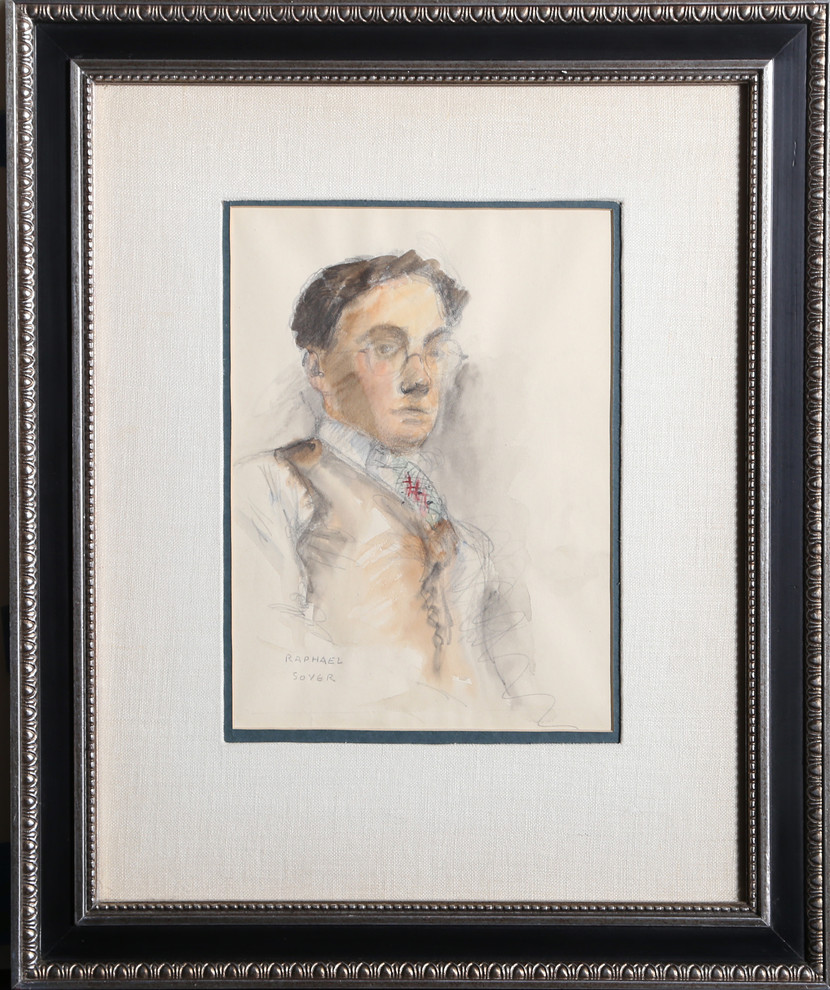 Raphael Soyer, Untitled 8, Man With Glasses, Pastel And Watercolor ...
