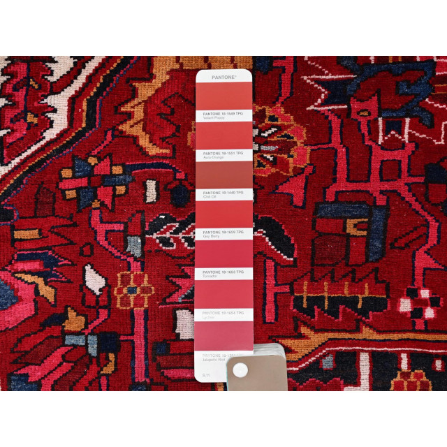 Dutch Tulip Red Semi Antique Hand Knotted Shiny Wool Oriental Rug 9'7 ...