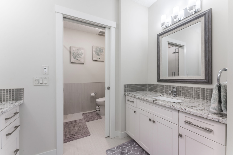 Modern Basement Renovation With Bar, Lounge & Office - Contemporary - Bathroom - Calgary - by ...