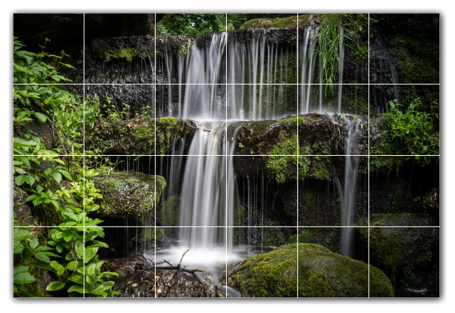 Waterfalls Ceramic Tile Wall Mural HZ501090, 25.5" Wide x 17" High ...