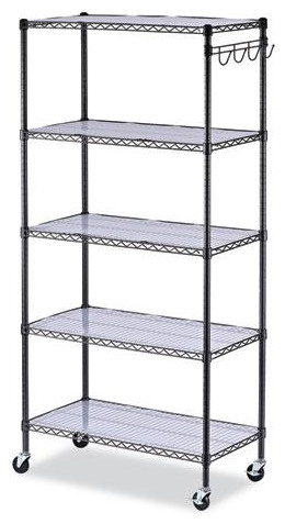 5-Shelf Wire Shelving Kit With Casters and Shelf Liners - Contemporary ...