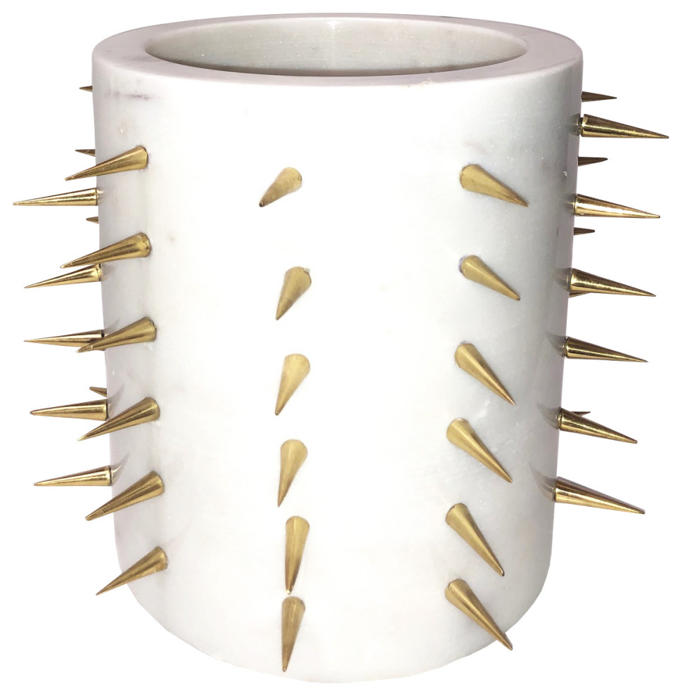 Pantalet Gold Spike Vase White - Contemporary - Vases - by R16 HOME | Houzz