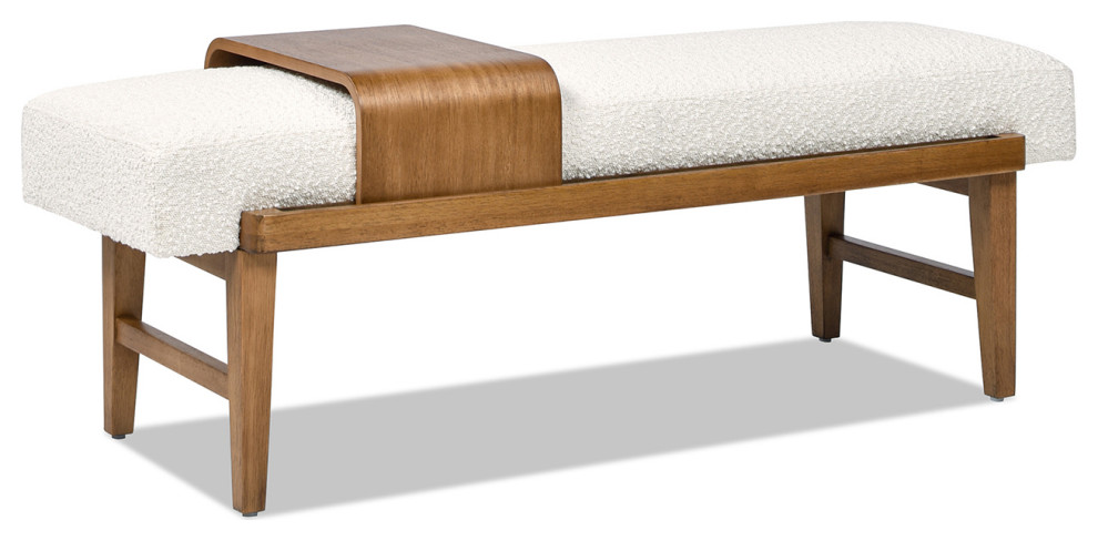 Billie 52" Modern Telephone Bench With Sliding Shelf, Ivory White ...