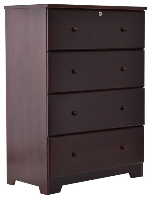 Better Home Products Isabela Solid Pine Wood 4 Drawer Chest Dresser in ...