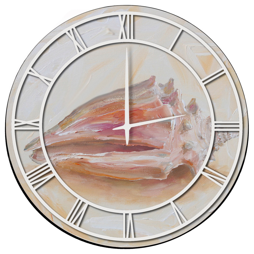 Wall Clock, Sea Shell 2, 24"x24" - Beach Style - Wall Clocks - by House ...