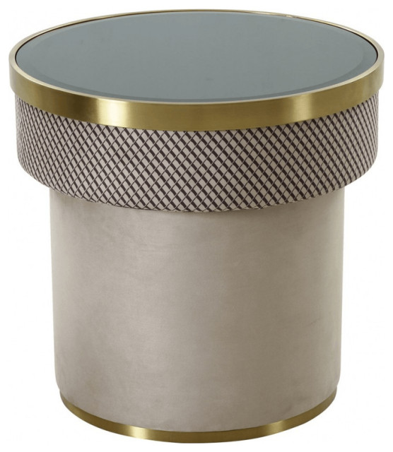 22" Gold And Light Grey Round End Table - Contemporary - Side Tables ...