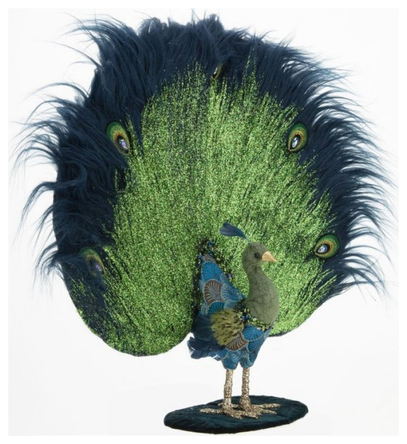Mark Roberts 2021 Feathered Peacock, Green 17'' - Contemporary ...