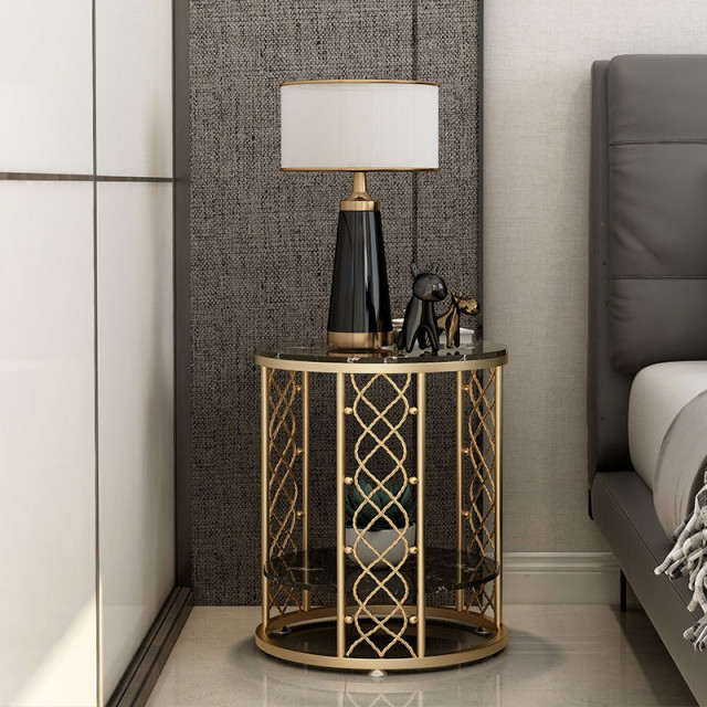 Marble Wrought Round Small Coffee Table, Dia19.7" - Contemporary ...