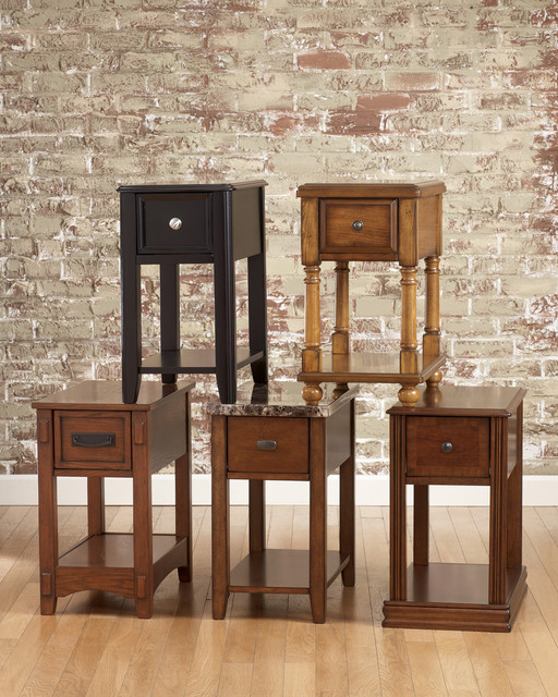 Chairside End Program Cherry Veneer Chair Side End Table, Brown ...