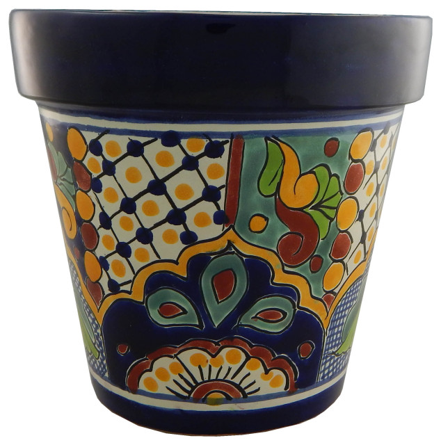 Mexican Ceramic Flower Pot Planter Folk Art Pottery Handmade Talavera ...