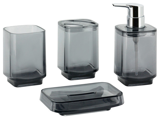 Krystal Bathware CBAK5200S Zion 4-Piece Bath Accessory Set, Smoke ...