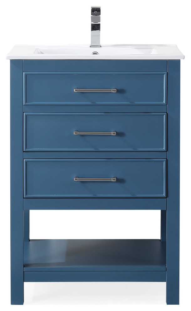 24" Aruzza Small Slim Teal Bathroom Vanity - Contemporary - Bathroom ...