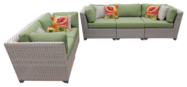 Florence 5 Piece Outdoor Wicker Patio Furniture Set 05a, Cilantro ...