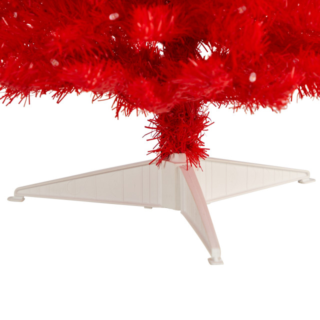 3' Red Artificial Christmas Tree With 50 LED Lights and 118 Bendable ...