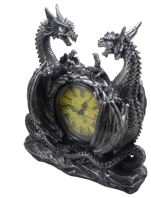 Mythical Dragons Desktop Clock, Antique Look - Contemporary - Desk And ...