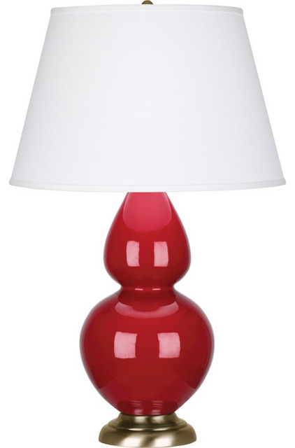 Robert Abbey Double Gourd Table Lamp, Ruby Red/Antique Brass, Pearl ...