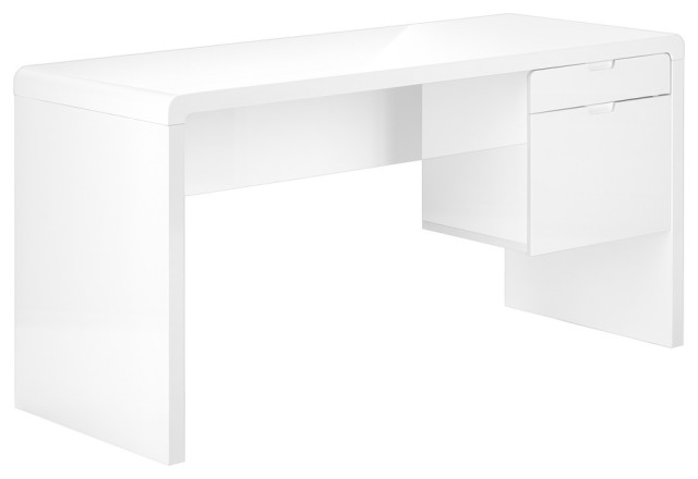 60" White Computer Desk - Transitional - Desks And Hutches - by ...