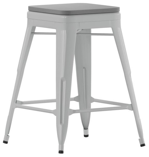 4-Pack 24" Silver Stool, Gray Seat - Modern - Bar Stools And Counter ...