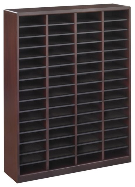 Safco E-Z Stor Mahogany Wood Mail Organizer - 60 Compartments ...