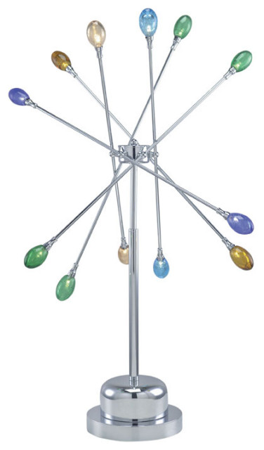 Fireworks 12-Light Table Lamp, C With Multi-Color Glass Shade JC 10Wx12 ...