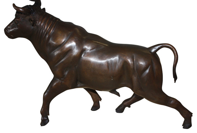 15" Bull Head Up Bronze Statue, Medium up to 36" - Southwestern ...