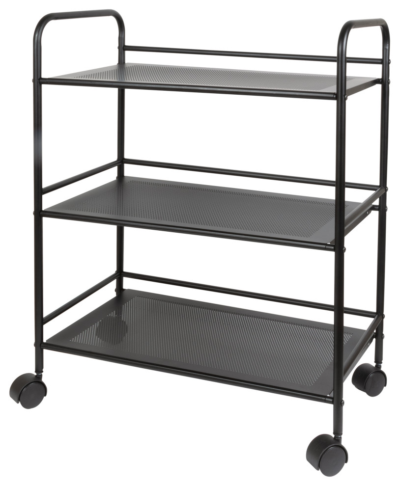 3 Tier Metal Cart with Wheels, Black - Utility Carts - by Richards ...