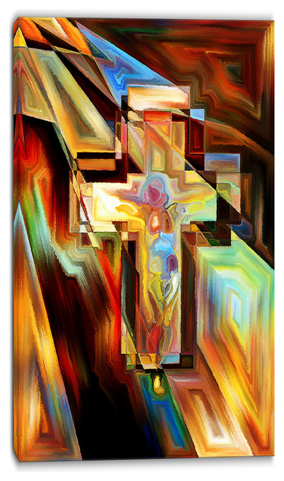 Designart - Light of the Cross - Abstract Canvas Artwork, 20"x40 ...