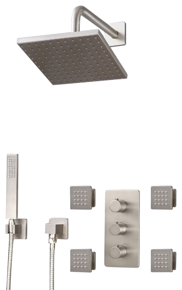 Fontana Brushed Nickel Thermostatic Shower Set including Shower Body ...
