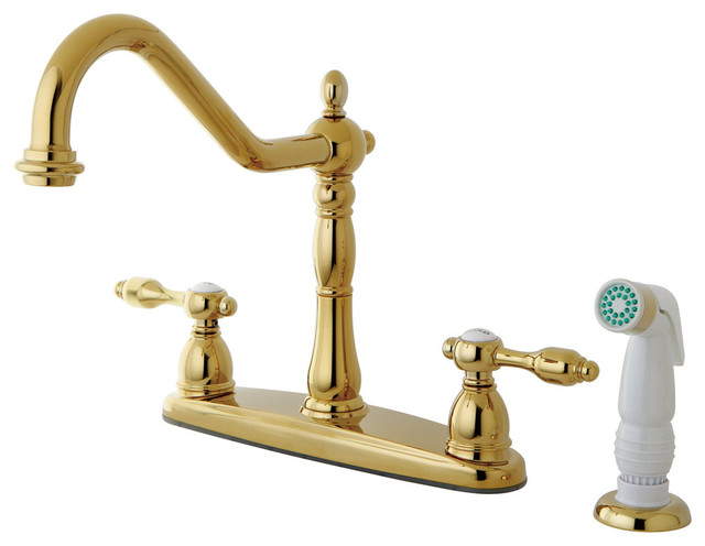Tudor 8" Center Kitchen Faucet With Sprayer - Traditional - Kitchen ...