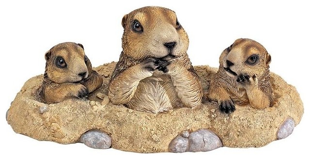 Burrowing Buddies Gopher Statue - Contemporary - Garden Statues And ...
