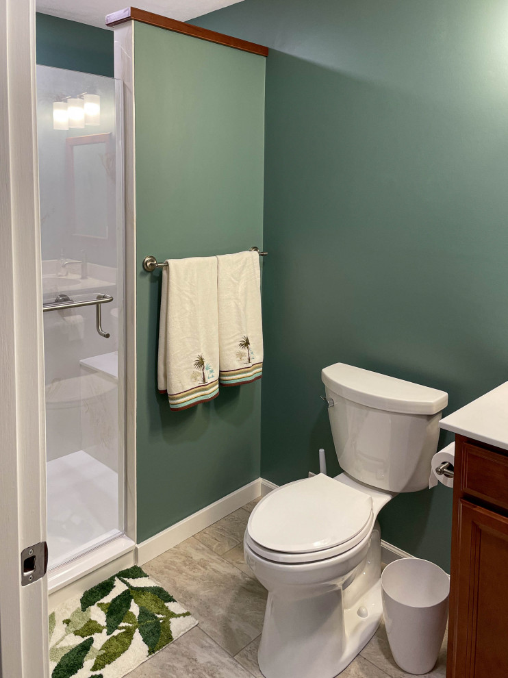 Basement Bathroom Remodel with Cultured Marble Shower - Basement ...