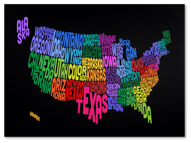 'USA States Text Map' Canvas Art by Michael Tompsett, 16" x 24 ...