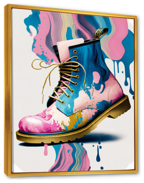 Pink And Blue Art Deco Army Shoes II Framed Canvas, 12x20 ...