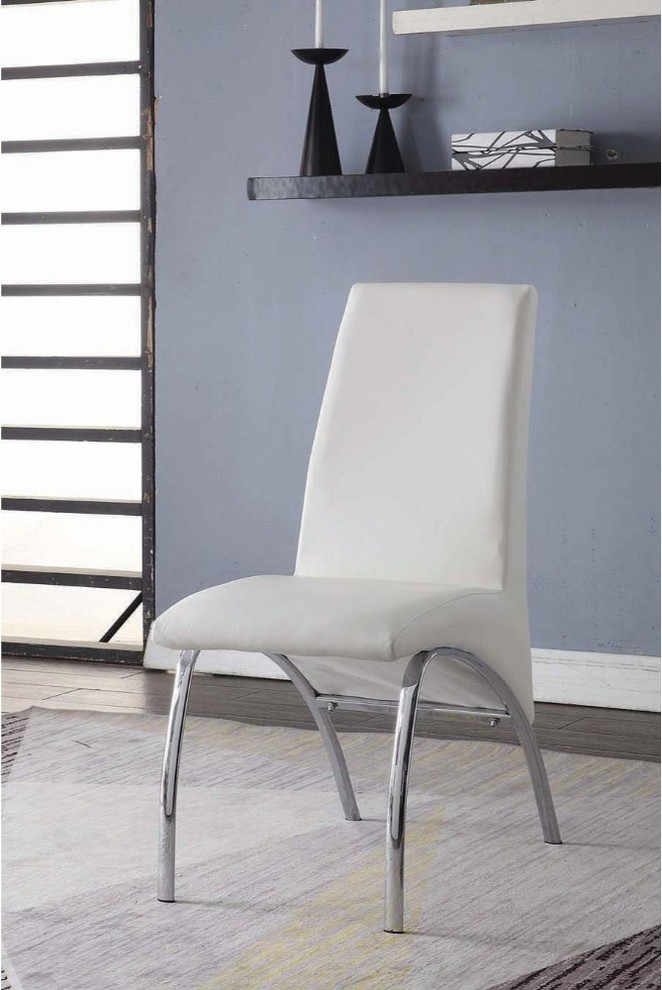 Benzara BM185667 Polyurethane Upholstered Metal Side Chair 2 Set, White ...