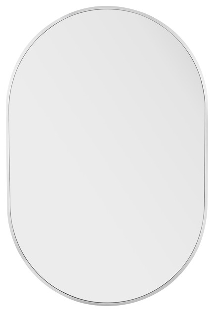 Nuova 24 In.x36 In. Framed Oval Mirror, Polished Chrome - Contemporary ...