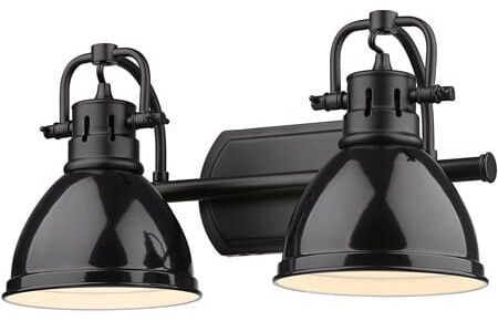 Golden Duncan 2-Light Bathroom Vanity Light in Matte Black, 17.000 ...