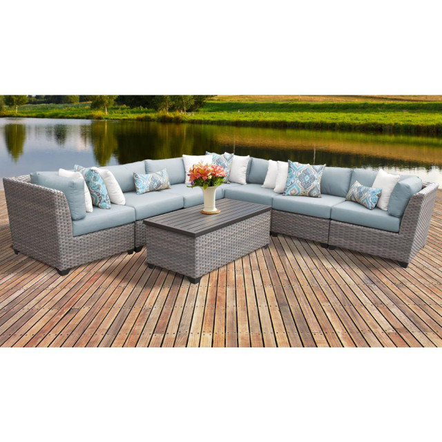 Florence 8 Piece Outdoor Wicker Patio Furniture Set 08a, Spa - Tropical ...