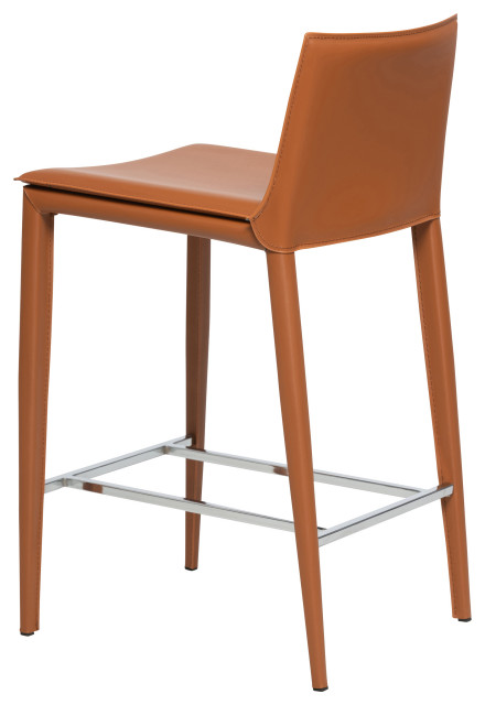 Elite Living Hilton Leather 25.5" Counter Height Bar Stool - Midcentury ...