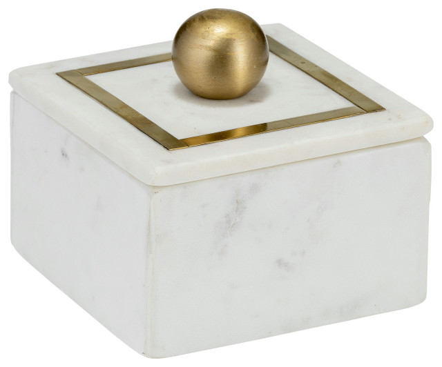 Marble, 5X5 Box- Knob, White - Contemporary - Decorative Boxes - by ...