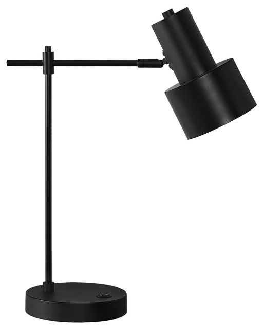 Lighting, 21"H, Table Lamp, Usb Port Included, Black Metal, Black Shade ...