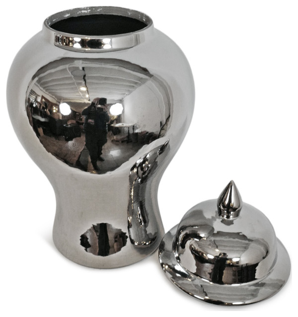 Metallic Silver Ginger Jar - Asian - Decorative Jars And Urns - by ...