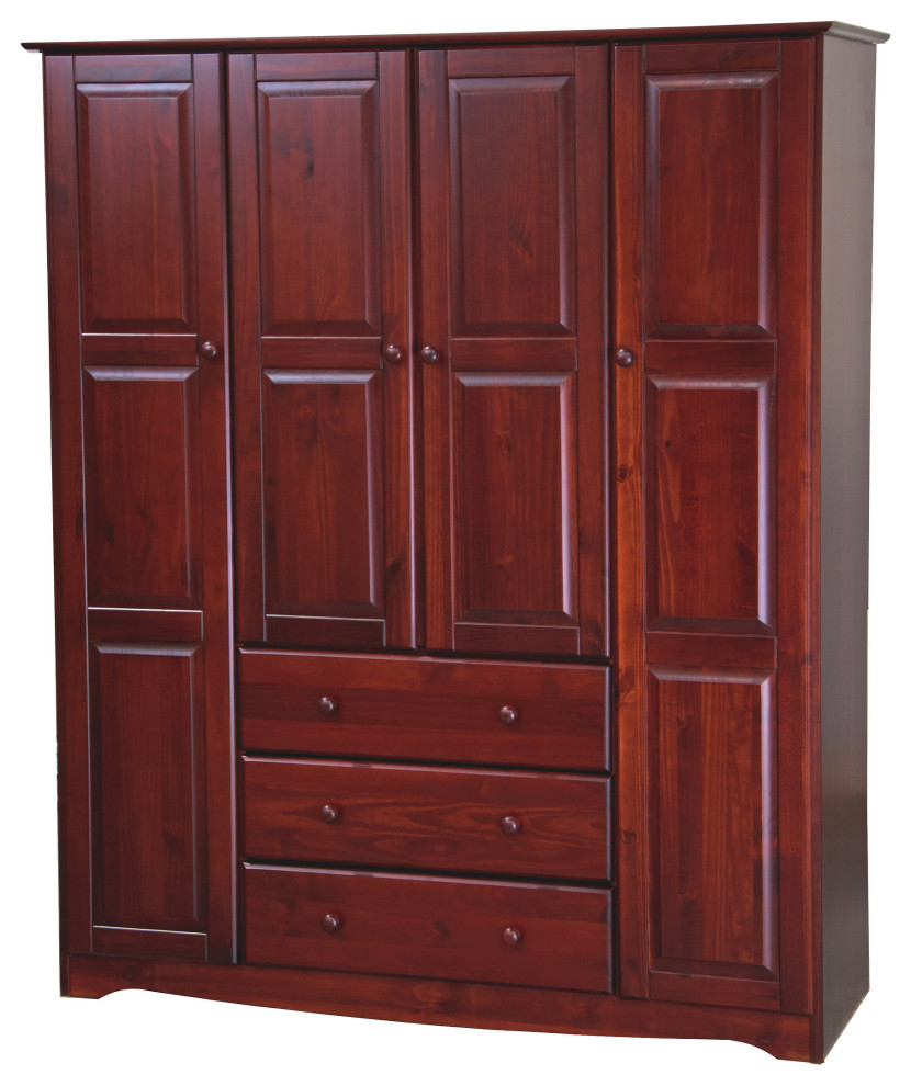100% Solid Wood Family Wardrobe Armoire - Transitional - Armoires And ...