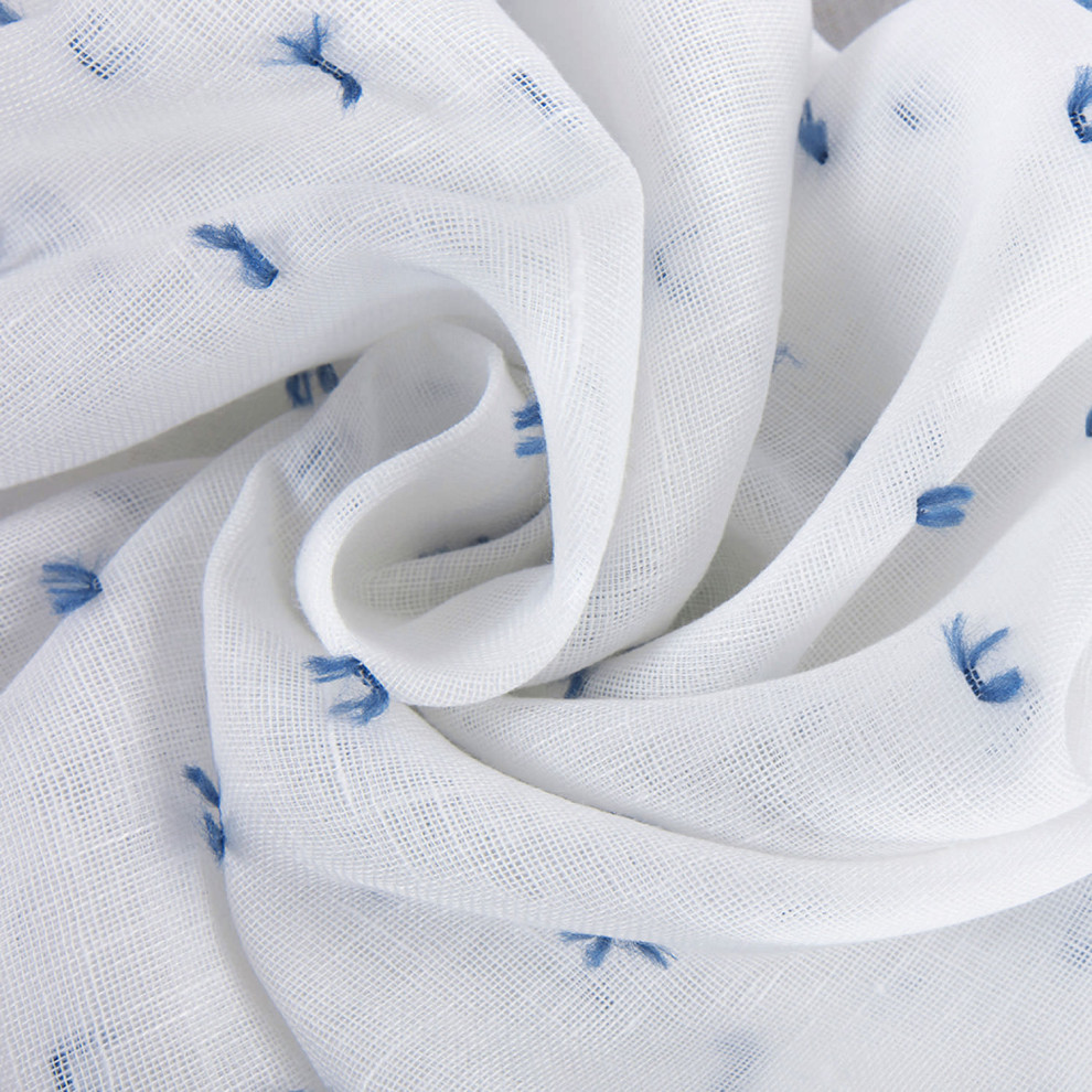 Altair Blue Patterned Linen Sheer Fabric Sample, 4Wx4L, 4W x 4L ...