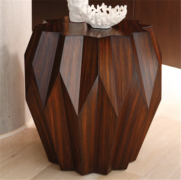 Wood Star Shaped Origami Table, Faceted Drum Midcentury Angles Round ...