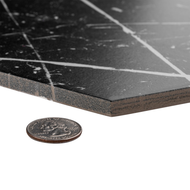 Timeless Hex Marquina Porcelain Floor and Wall Tile - Contemporary ...